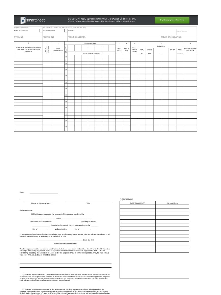 Wage and Hour Report (For Contractor Optional Use, See Instructions ...