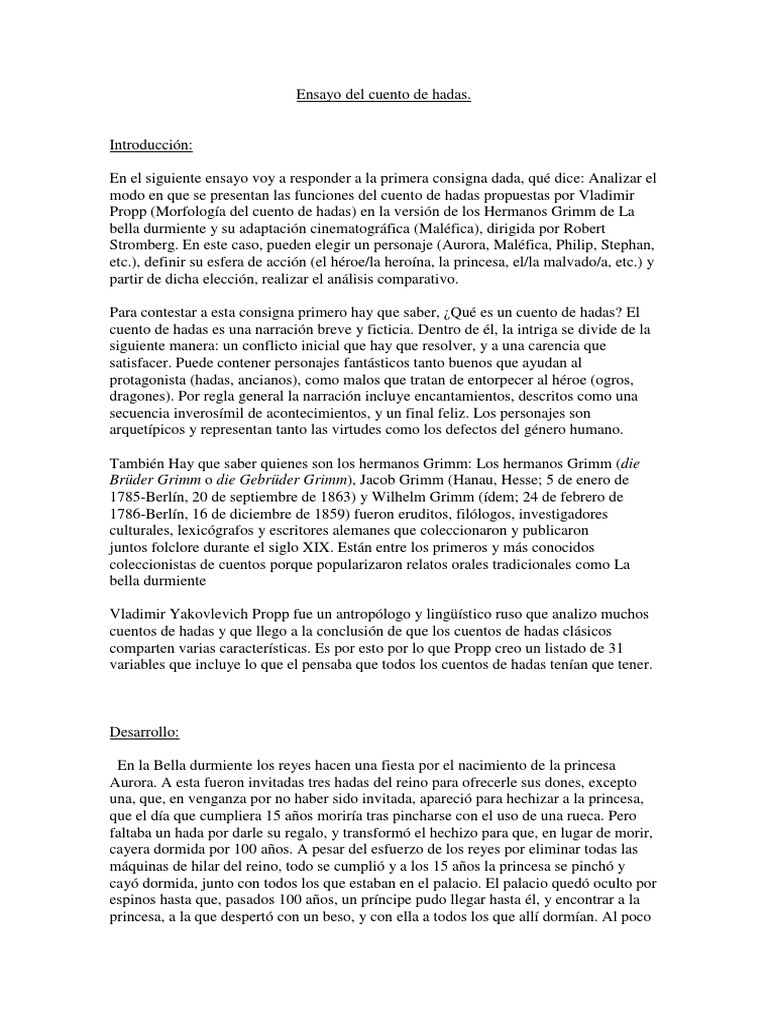 Ensayo Del Cuento de Hadas | PDF | Cuentos de hadas