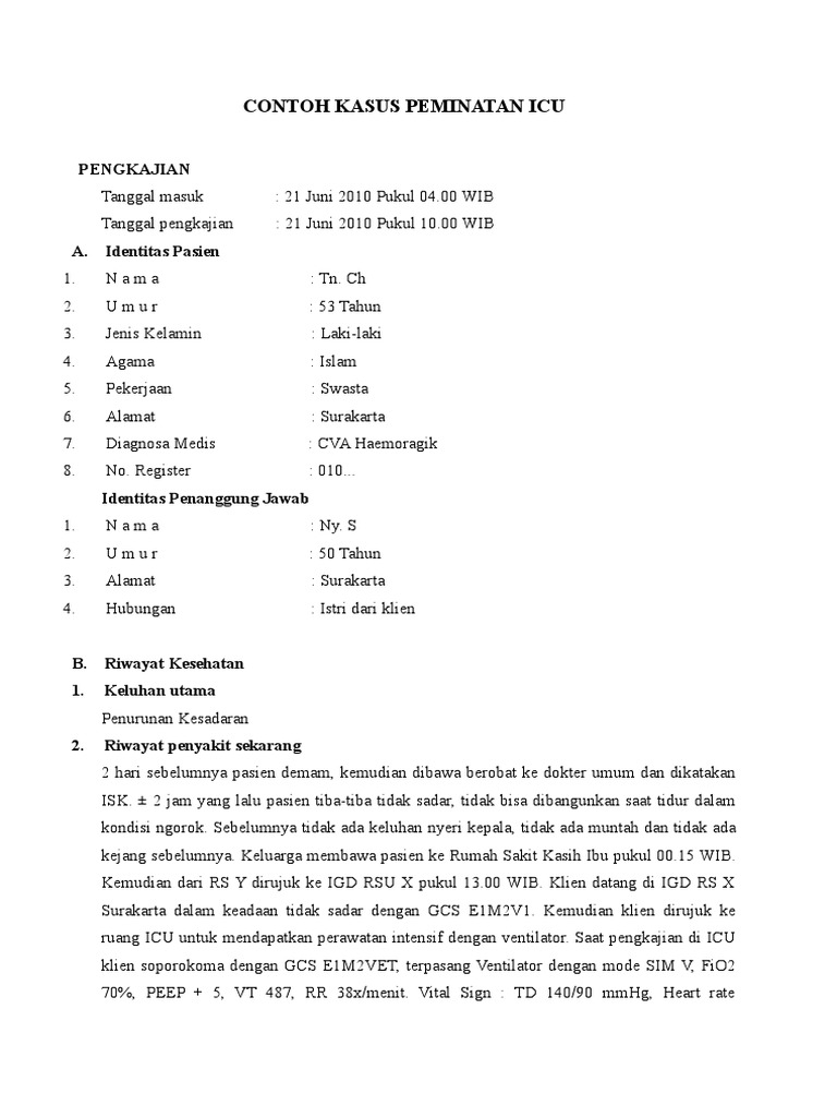 Contoh Kasus Peminatan Icu | PDF