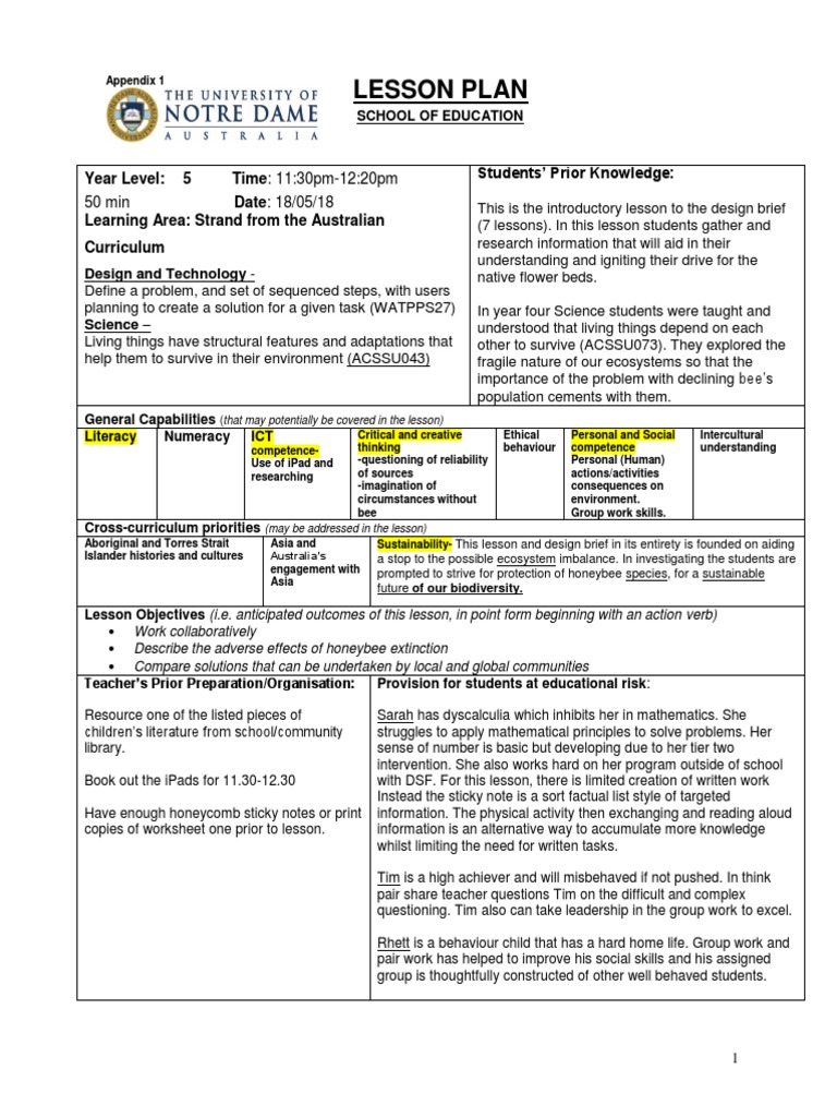 Design Brief Lesson Plan | PDF | Classroom | Sustainability