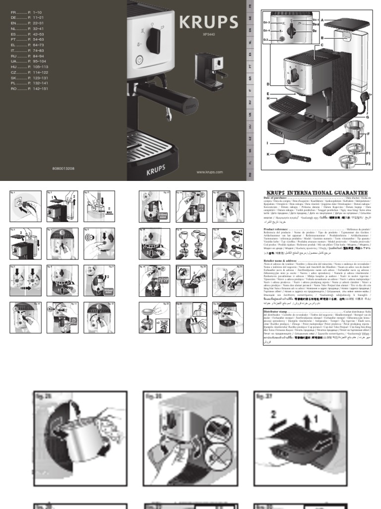 Krups XP3440 Espresso Machine Guide | PDF | Volume | Infographics