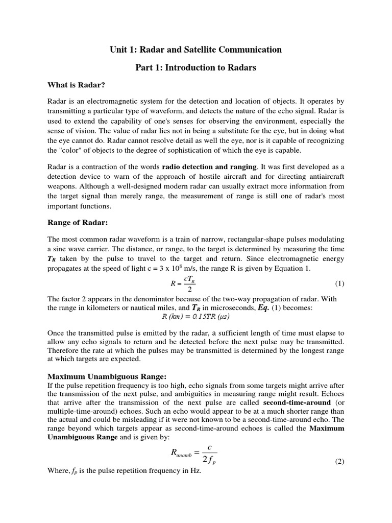 Introduction To Radars | PDF | Radar | Antenna (Radio)