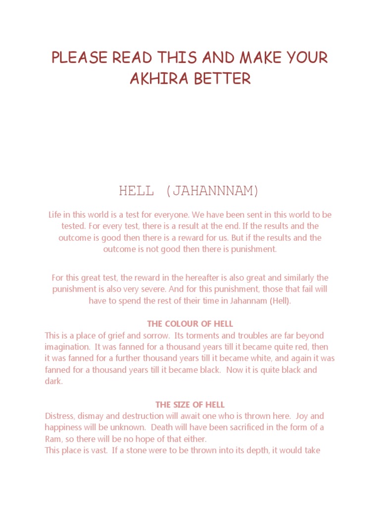 Please Read This and Make Your Akhira Better | PDF | Religious Belief ...