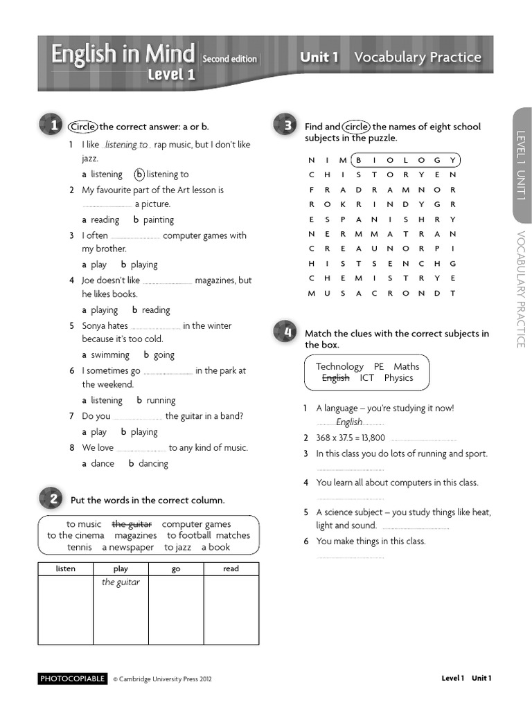 Vocabulary Unit 1 | PDF | Vocabulary | Entertainment (General)