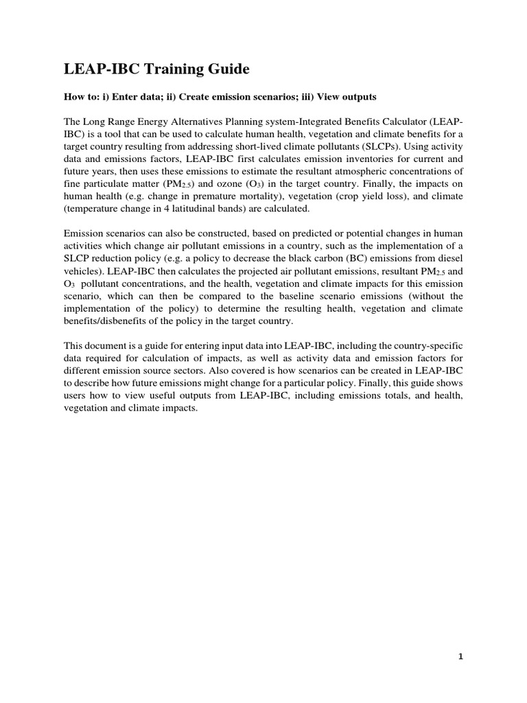 LEAP-IBC Training Guide | PDF | Emission Intensity | Air Pollution