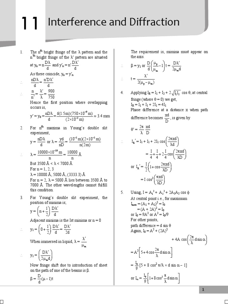 Chapter 11: Interference and Diffraction | PDF | Diffraction | Wavelength
