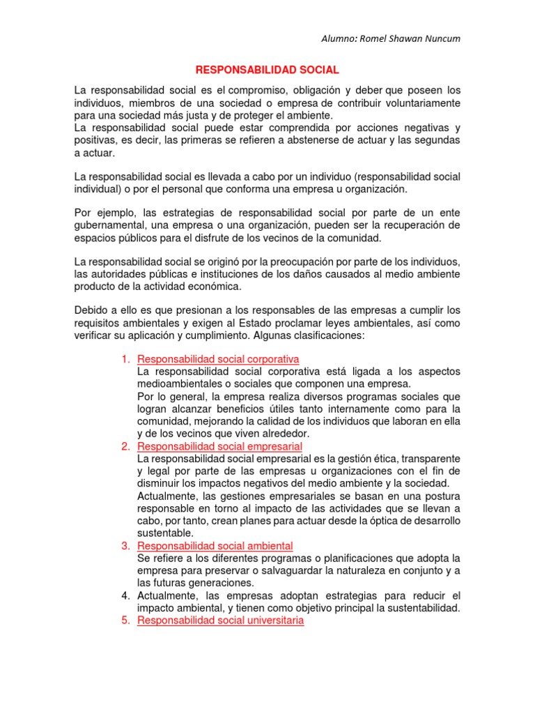 Responsabilidad Social | PDF | Responsabilidad social corporativa | Sociedad