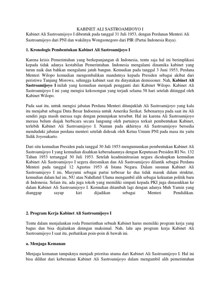 Kabinet Ali Sastroamijoyo I | PDF