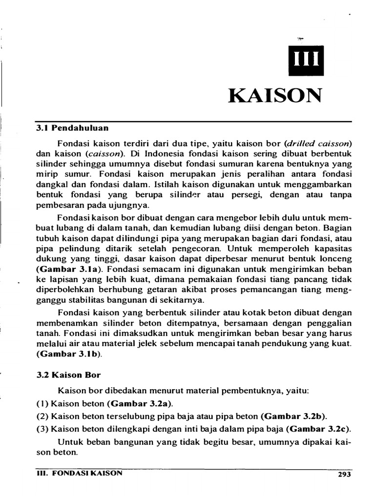Fondasi Kaison: Jenis dan Teknik Pemasangan | PDF