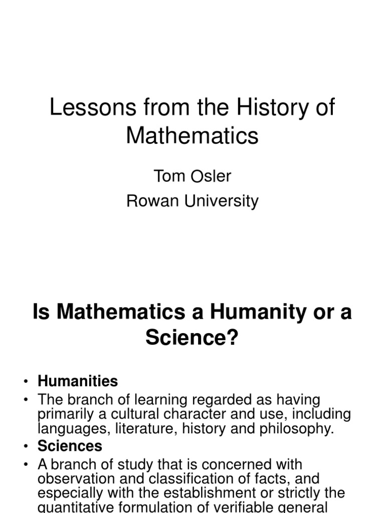 Insights on the History of Mathematics | PDF | Teaching Mathematics ...