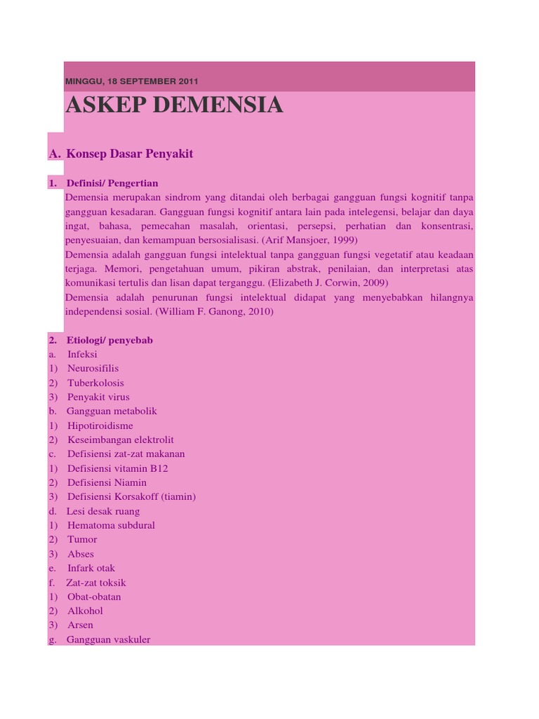 Askep Demensia | PDF | Pengembangan Diri