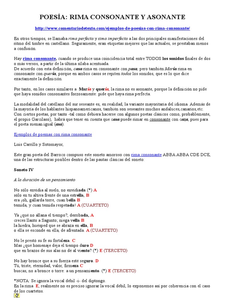 POESIA Rima Asonante y Consonante | PDF | Rima | Fonética