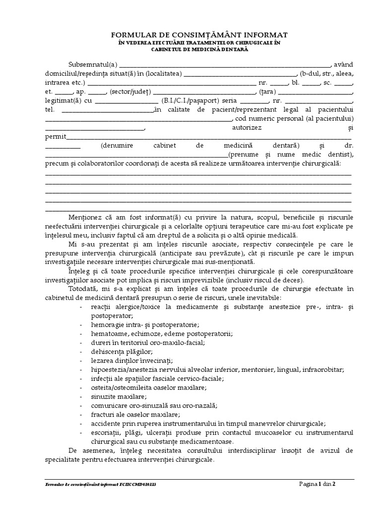Consimtamant Informat - Formular Inteligent | PDF