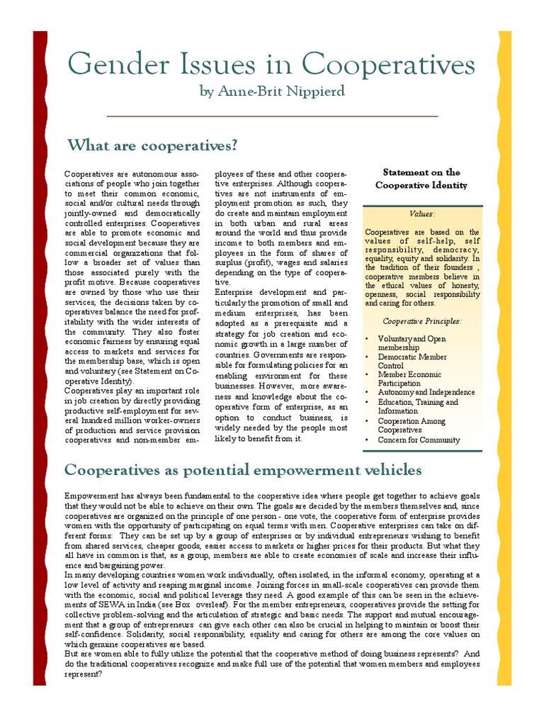 Gender Issues | PDF | Cooperative | Entrepreneurship