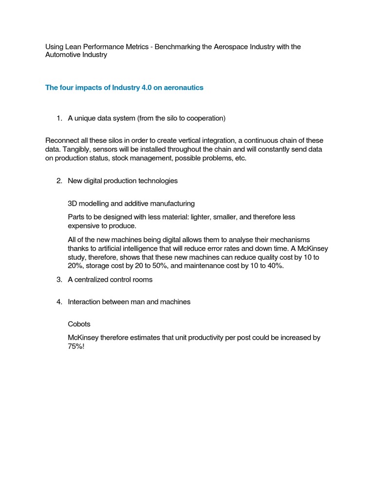 Using Lean Performance Metrics - Benchmarking The Aerospace Industry ...