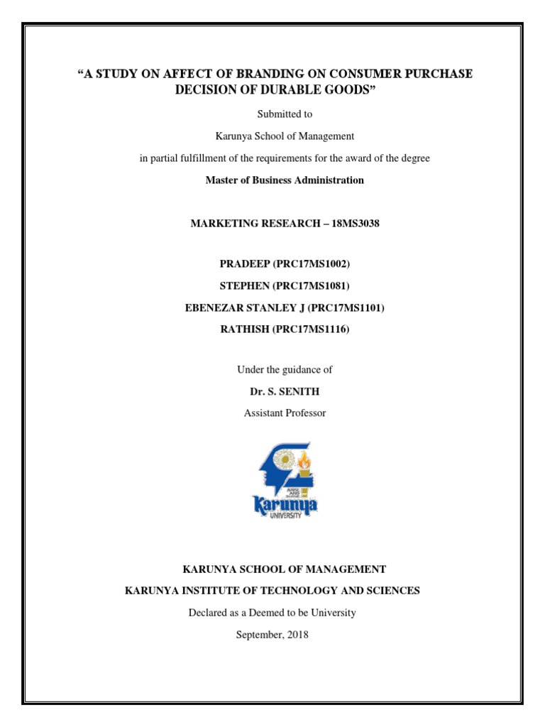 Questionnaire On Durable Goods - Marketing Research | PDF | Advertising ...