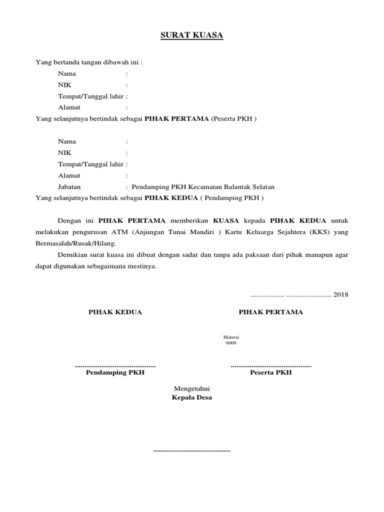 Surat Kuasa PKH | PDF