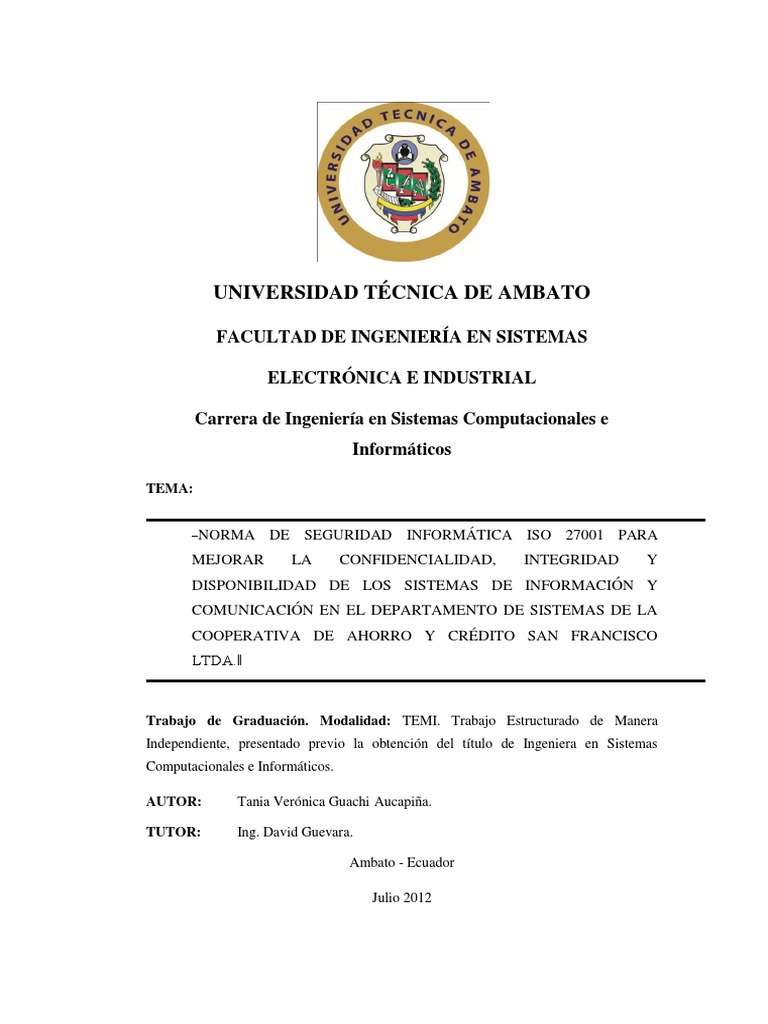 Tesis | PDF | Seguridad de información | La seguridad informática