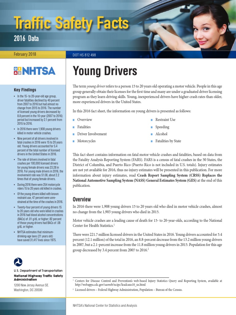 2016 YOUNG DRIVERS Traffic Safety Fact Sheet | PDF | Road Traffic ...