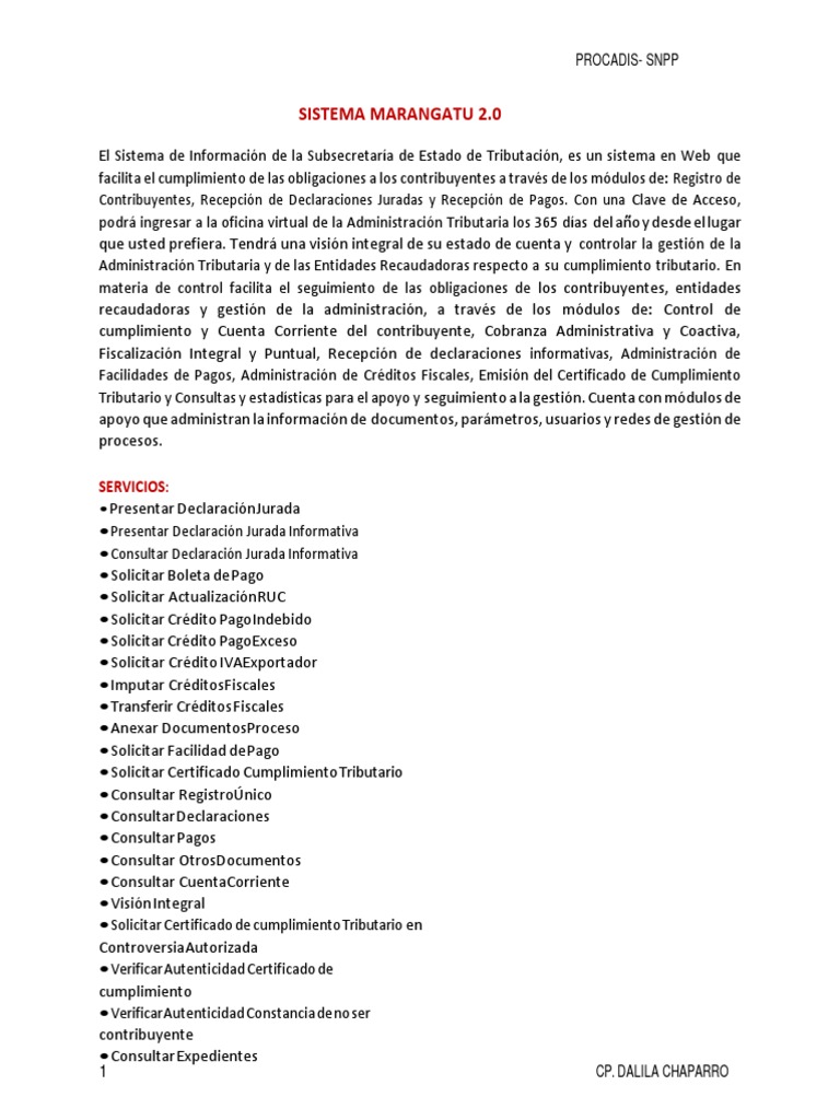 Instructivo Sistema Marangatu 2.0. y Software Marangatui | PDF ...