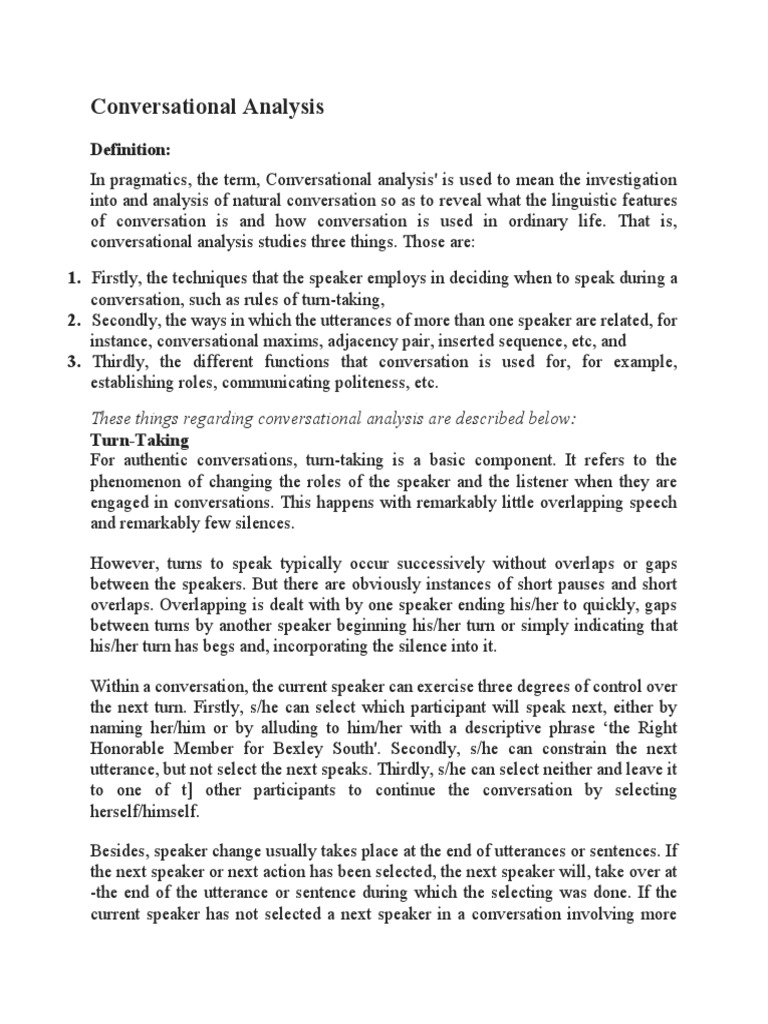 Conversational Analysis | PDF | Symbols | Semantics