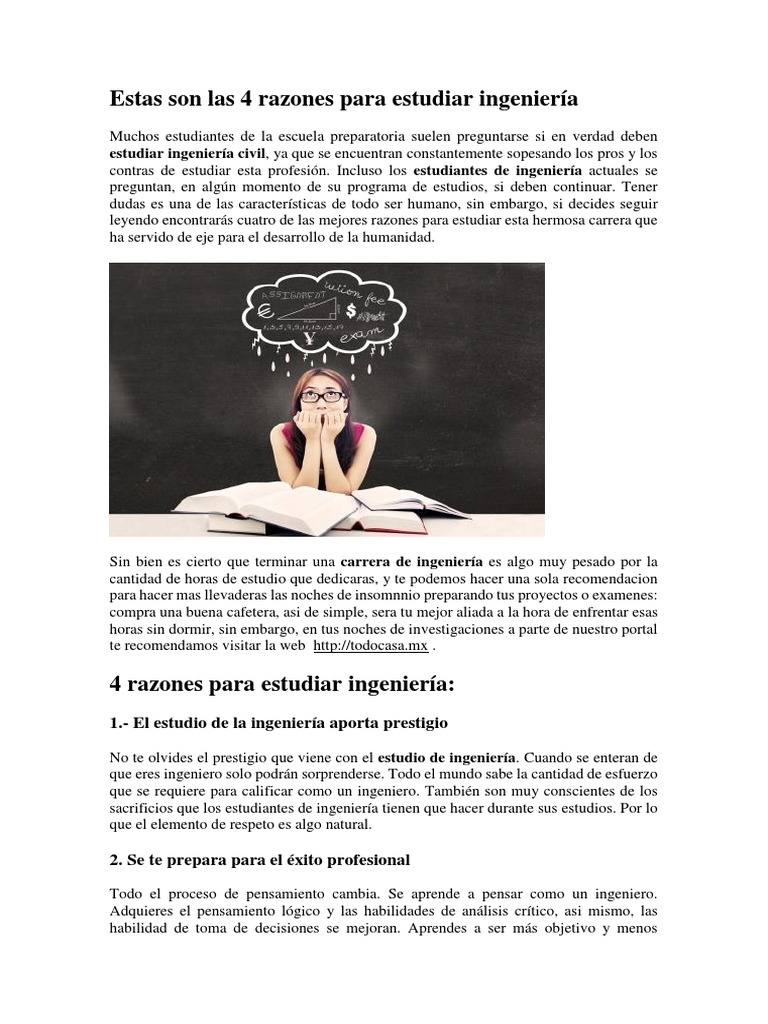 Estas Son Las 4 Razones Para Estudiar Ingeniería Pdf Ingeniería
