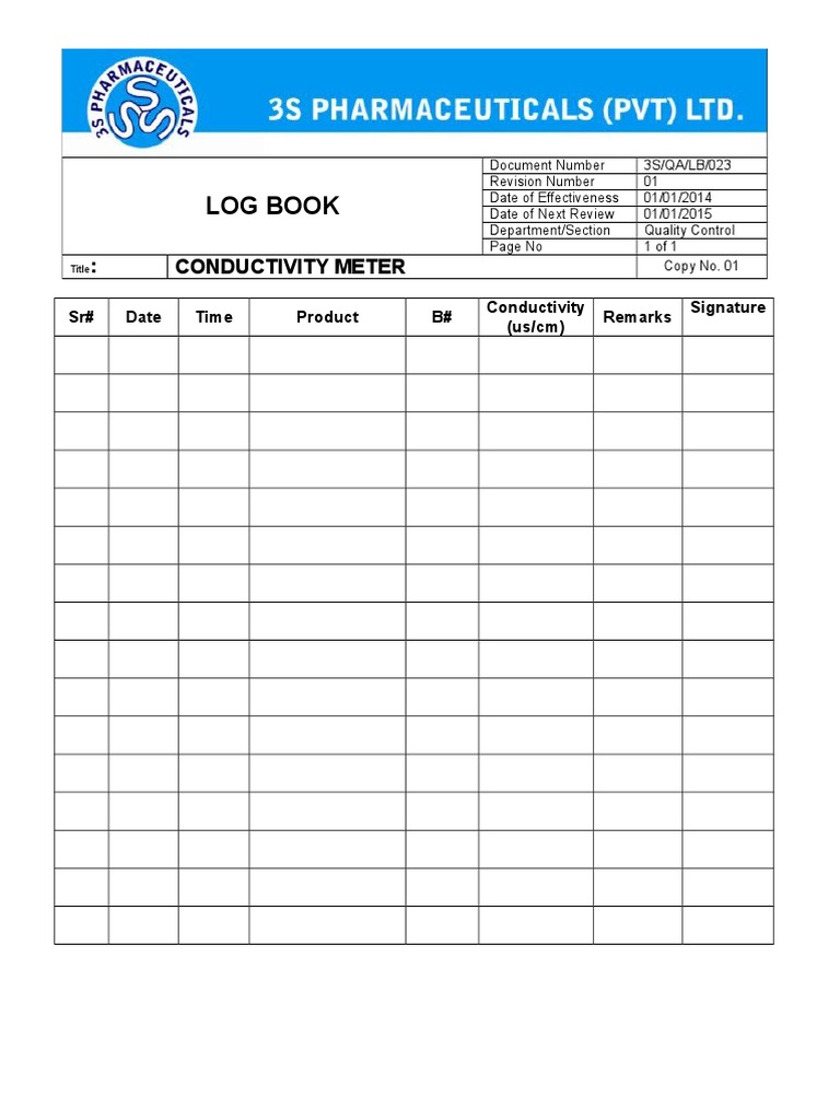 Log Book: Conductivity Meter | PDF