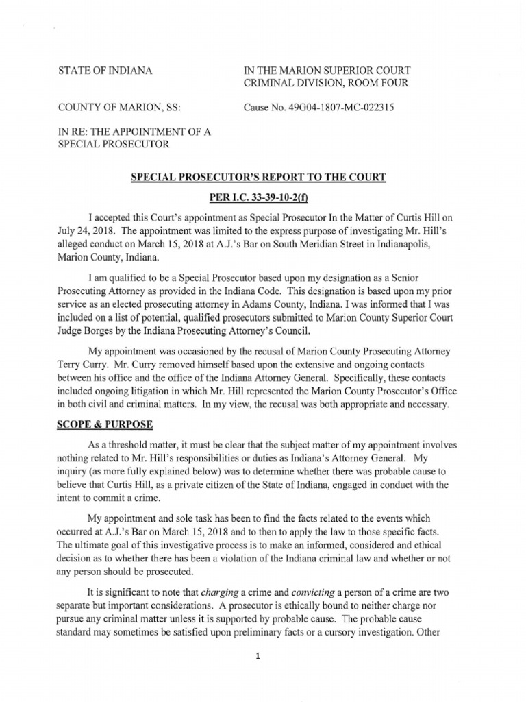 Special Prosecutor Report - Curtis Hill Investigation | PDF