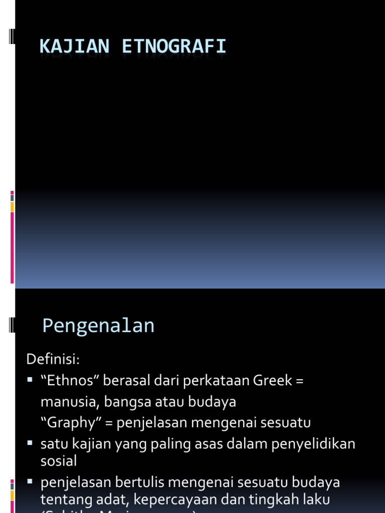Kajian Etnografi: Definisi dan Contoh | PDF | Ilmu Sosial