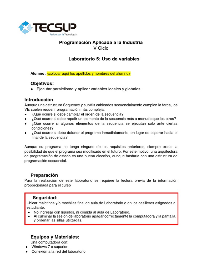 Lab 5 Uso de Variables | PDF | Programación de computadoras | Programa de computadora