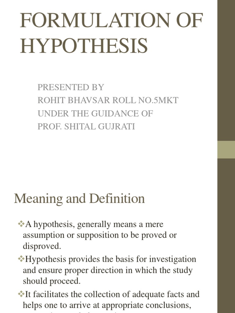 Hypothesis Formulation Guide | PDF
