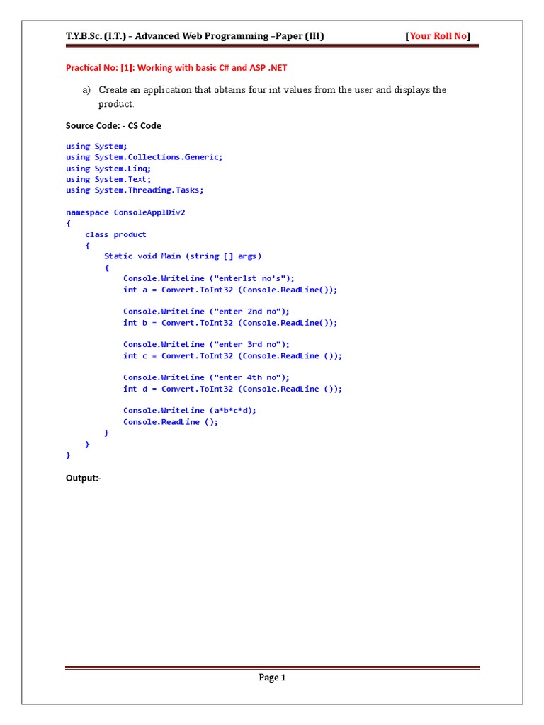 AWP Practical 1 | PDF | C Sharp (Programming Language) | Information ...