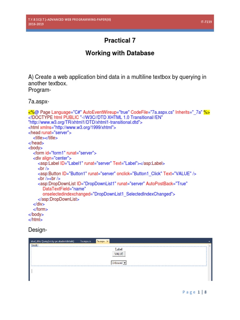 Awp Practical 7 Pdf Xhtml Html