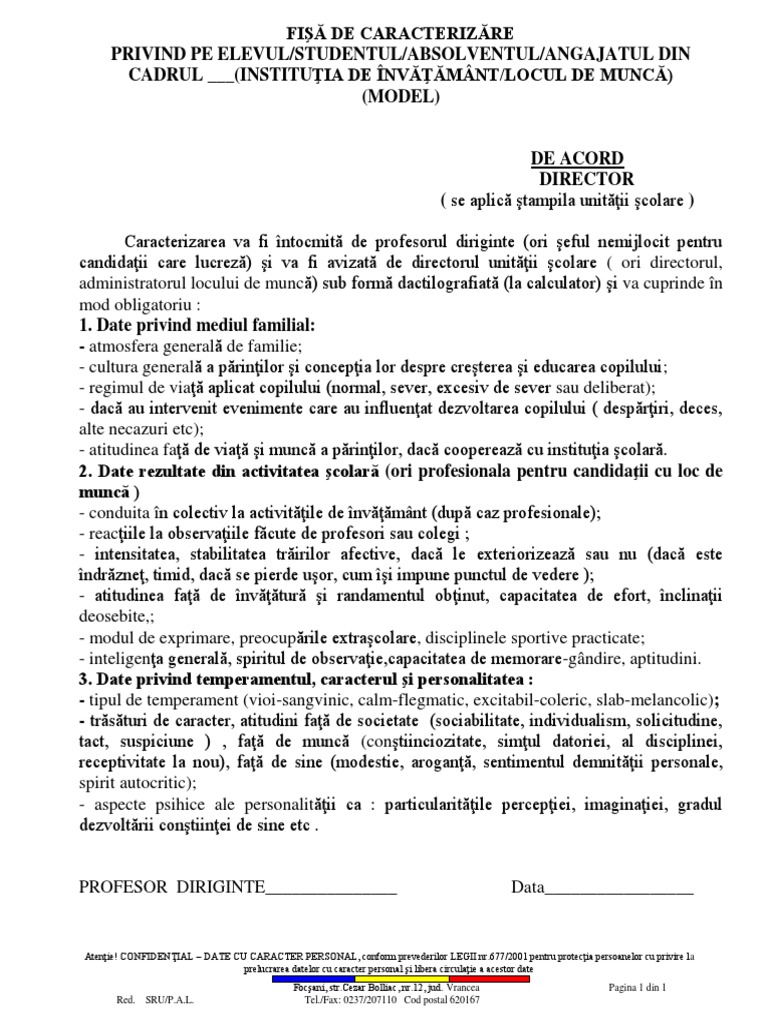 Model Caracterizare PDF | PDF
