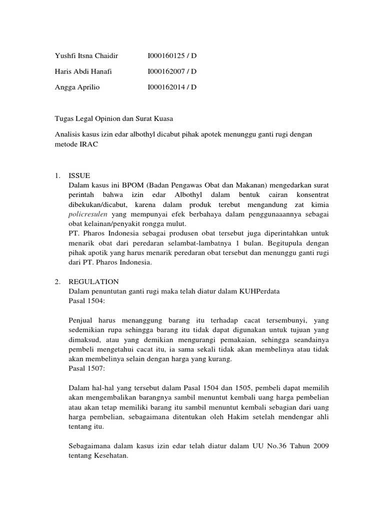 Legal Opinion & Surat Kuasa | PDF