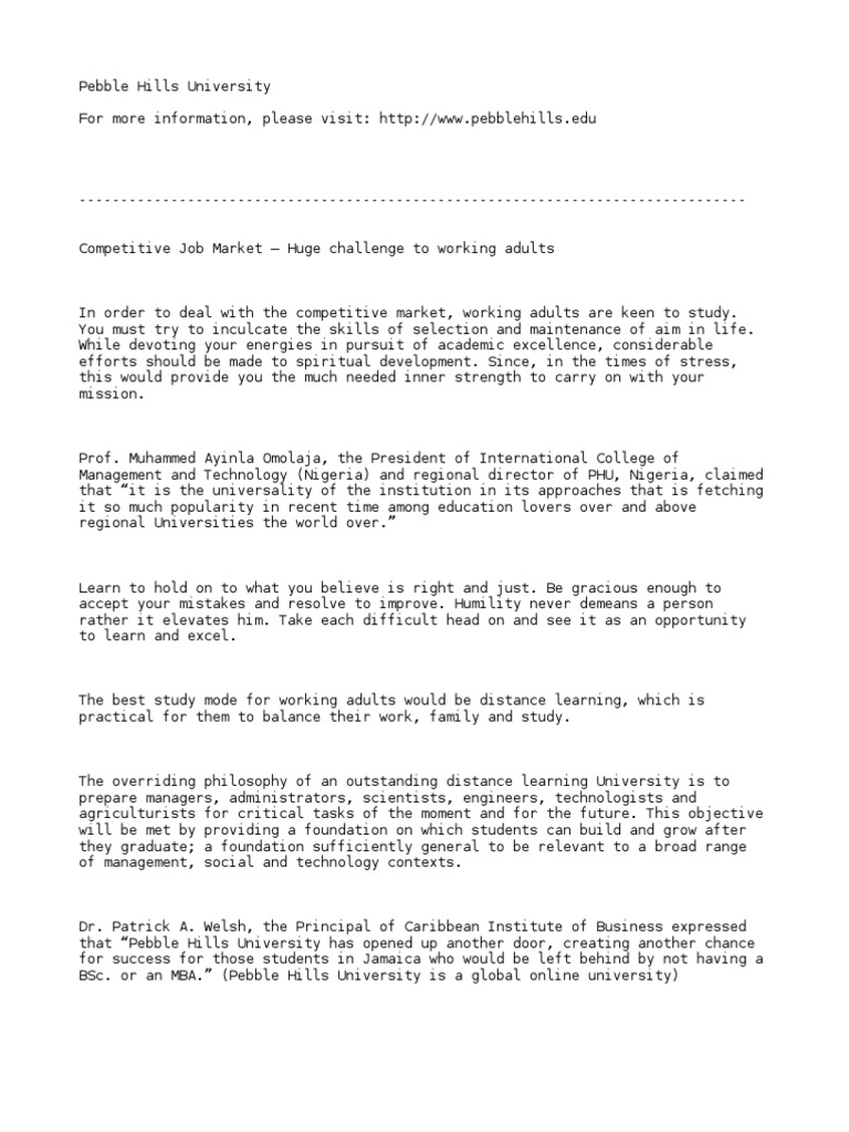 Pebble Hills University | PDF | Postgraduate Education | Academic Degree