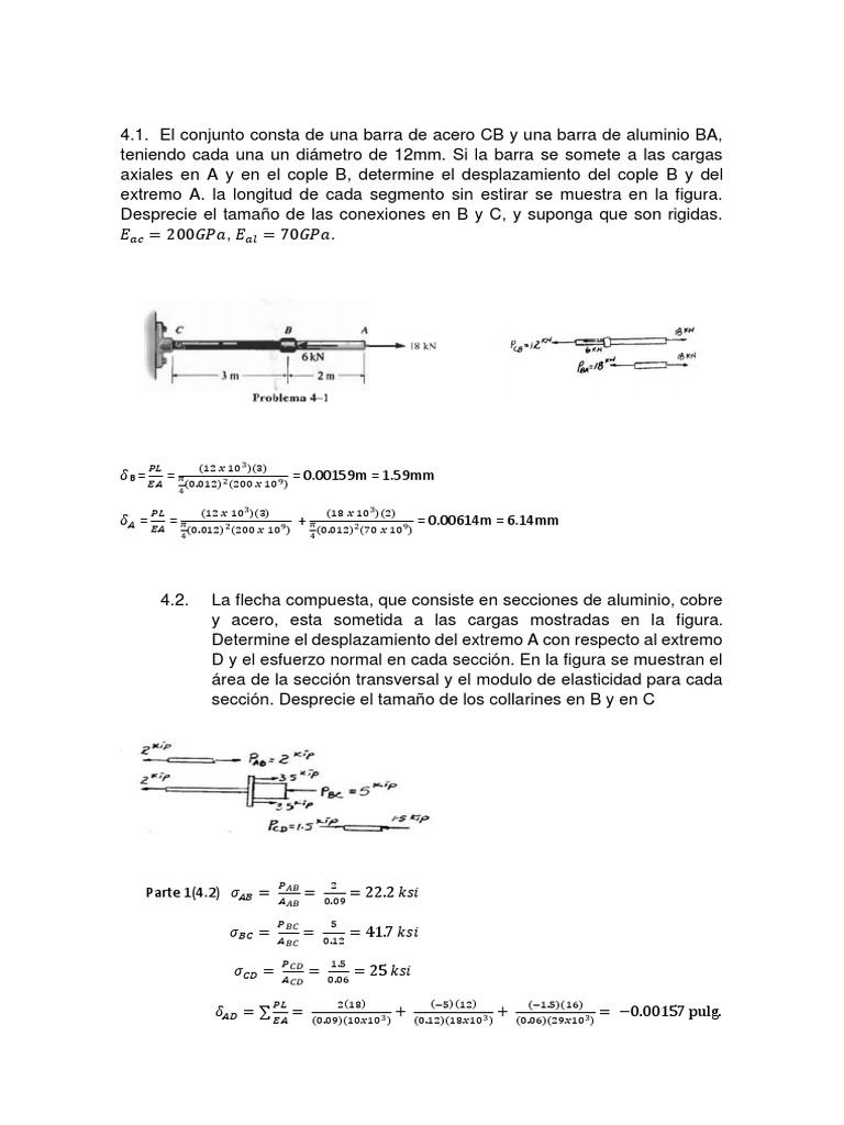 Ejercicios Esfuerzos | PDF | Conjuntos de elementos químicos | Metales de transición