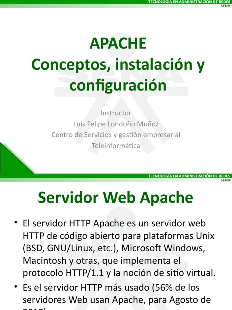 Presentacion 19 - Apache en Linux | PDF | Servidor HTTP Apache | Redes
