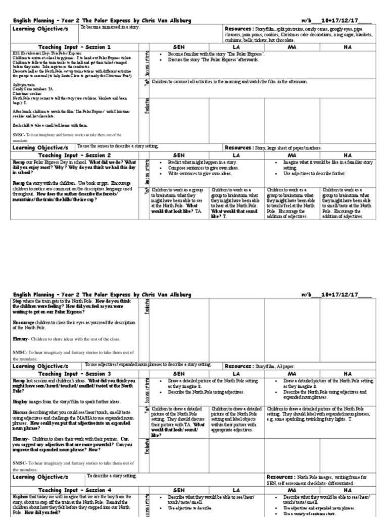 The Polar Express Planning | PDF | Adjective | Noun