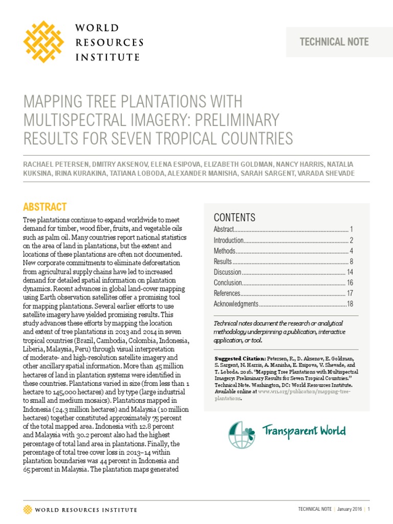 Mapping Tree Plantations With Multispectral Imagery - Preliminary ...