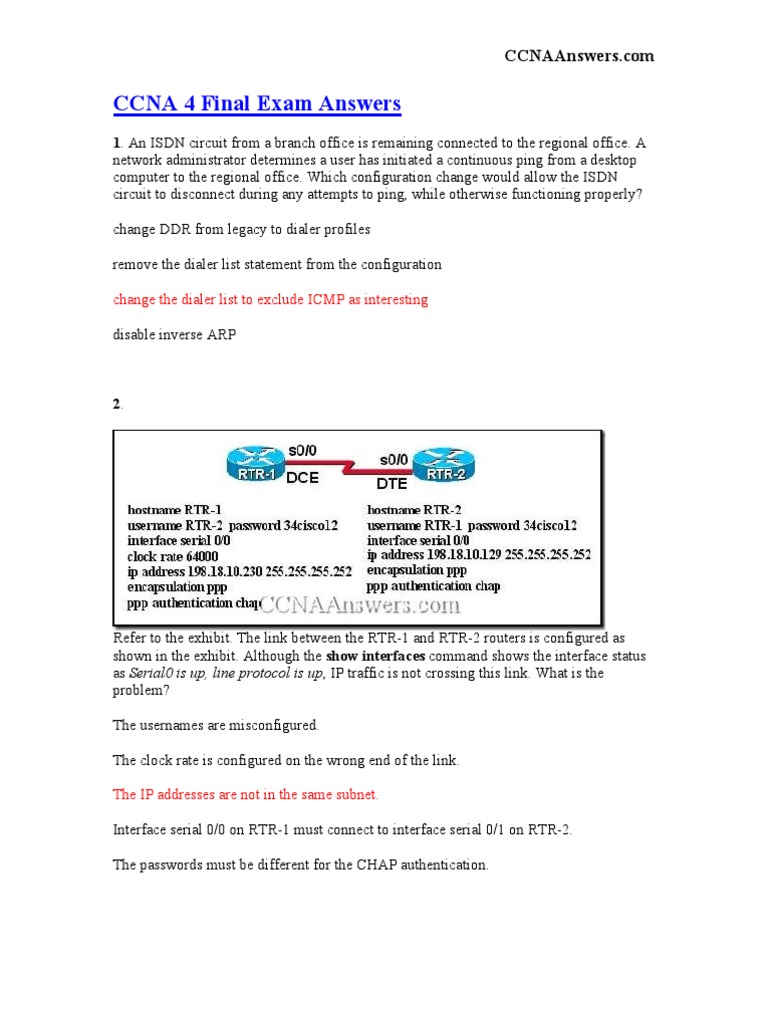 Ccna 4 Final Exam | PDF | Computers