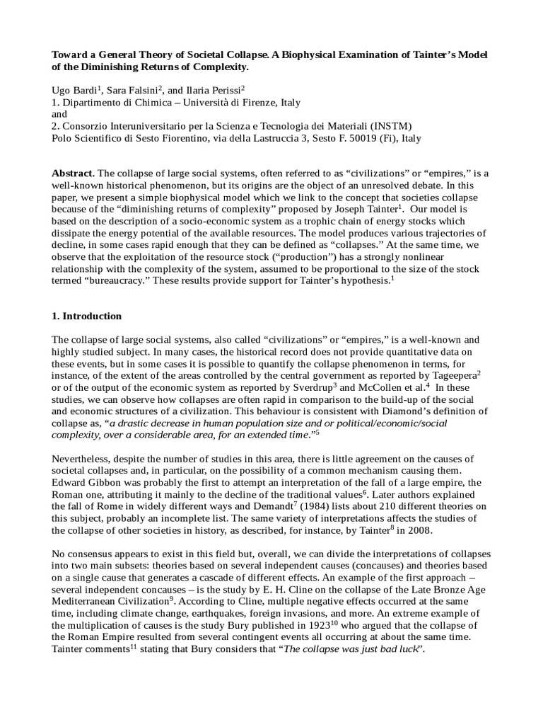 Toward A General Theory of Societal Collapse. A Biophysical Examination ...