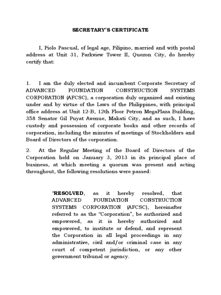 SEC Certificate | PDF | Public Sphere | Government