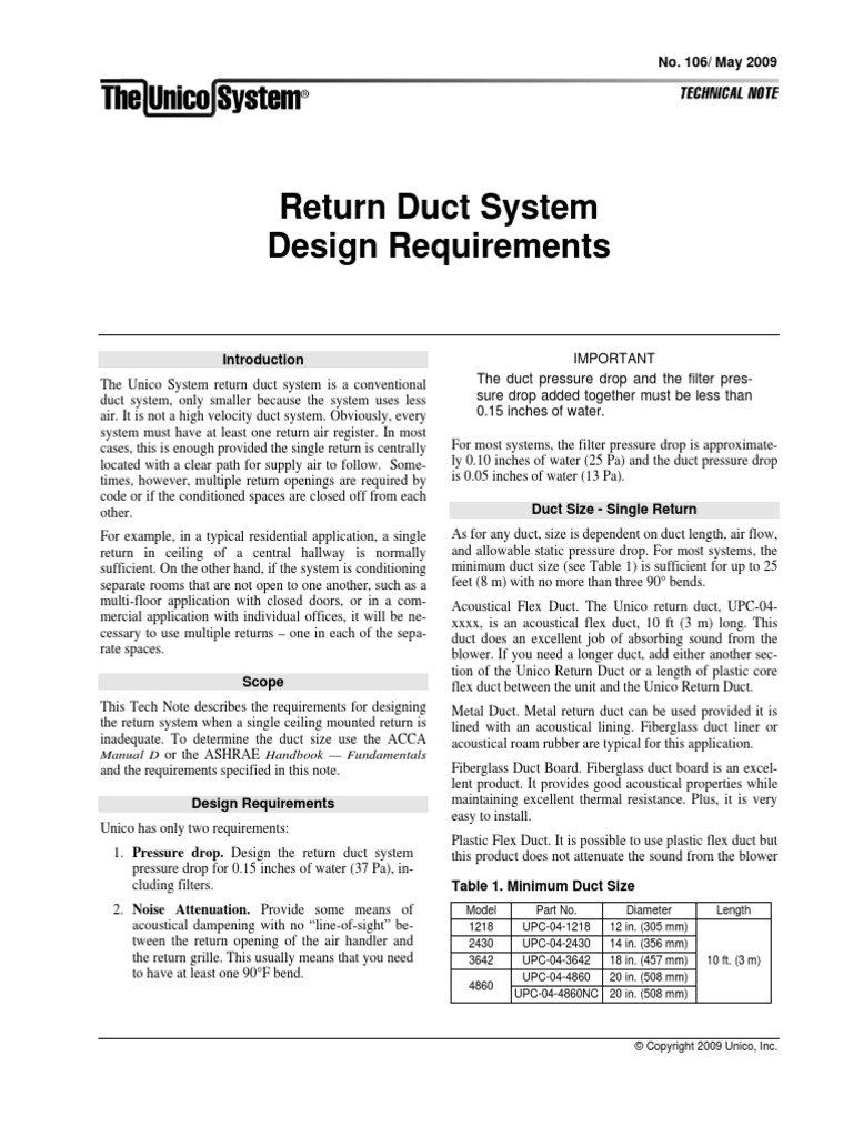 Return Duct System Design Requirements: No. 106/ May 2009 | PDF | Duct ...