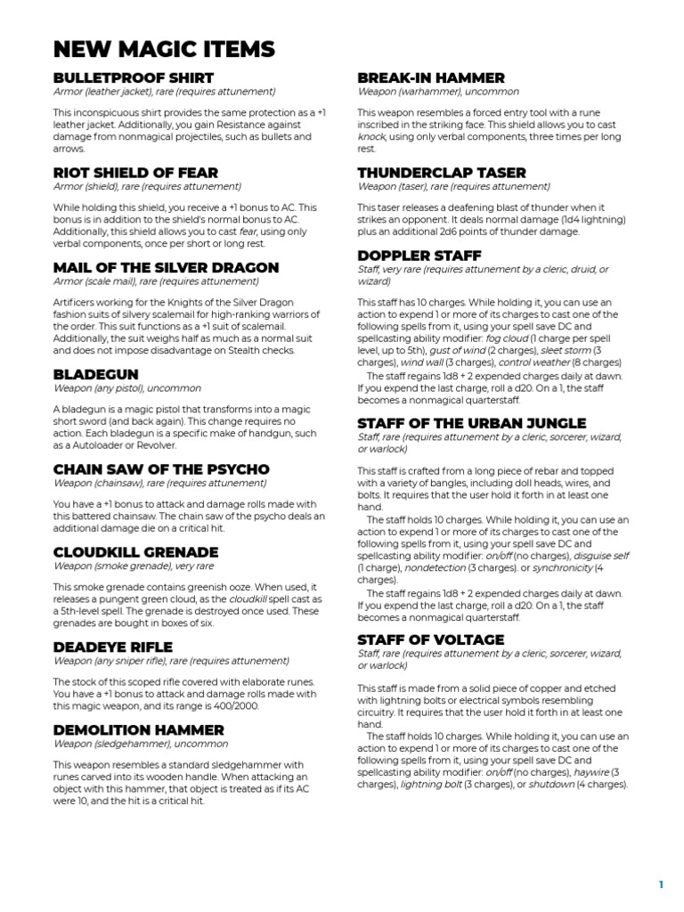 d20 Modern Conversion - Magic Items - GM Binder | PDF | Shield | Weaponry