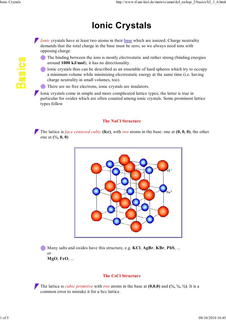 Ionic Crystals | PDF | Ion | Crystal Structure