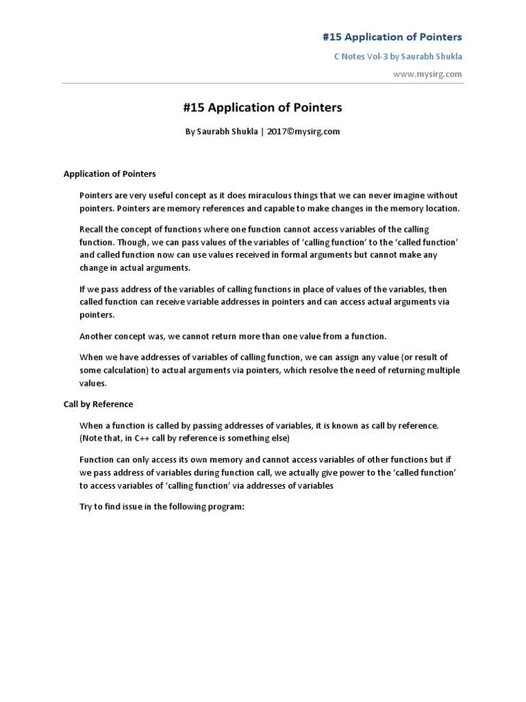 #15 Application of Pointers | PDF | Pointer (Computer Programming) | Array Data Structure