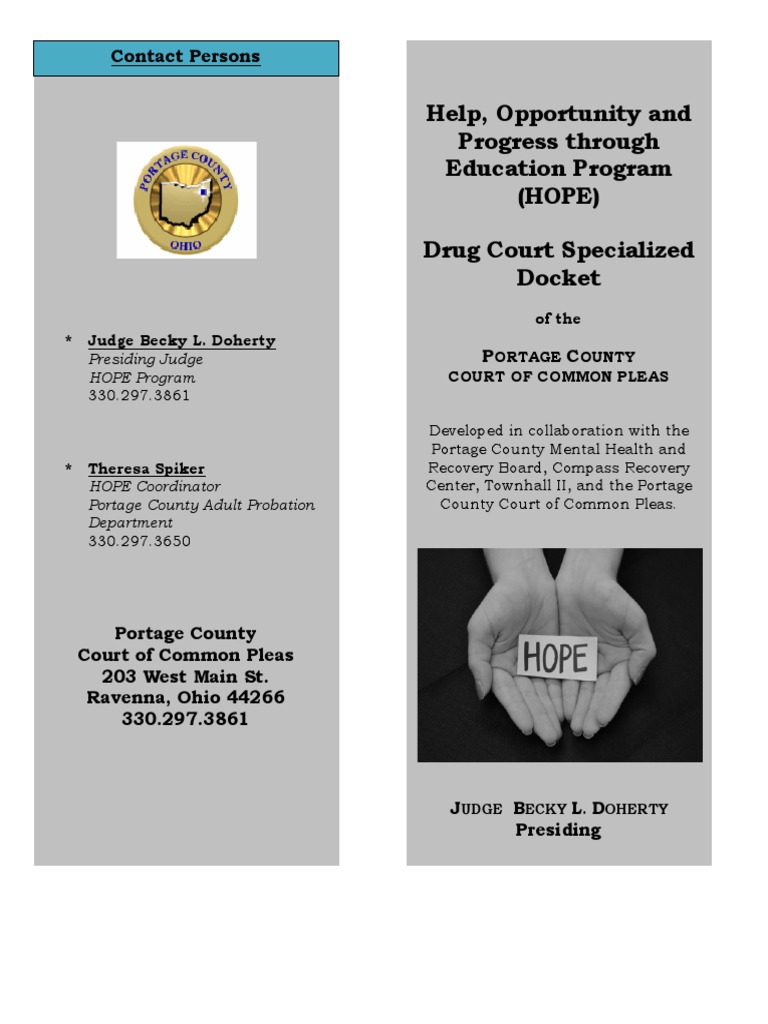 Hope Court Brochure | PDF | Substance Use Disorder | Probation