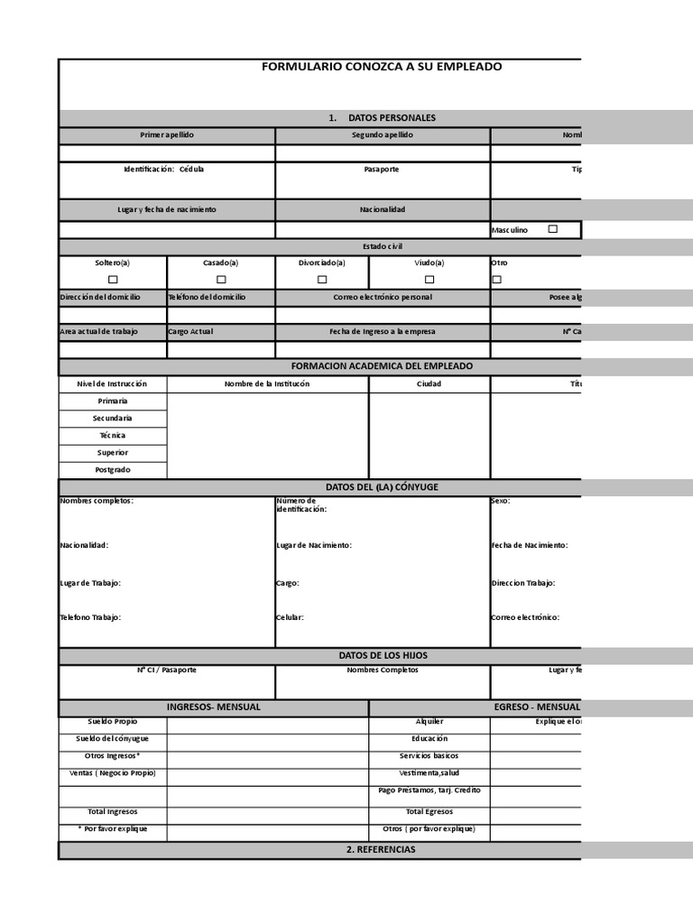 Formularios Conozca Empleado | PDF | Educación Secundaria | Business