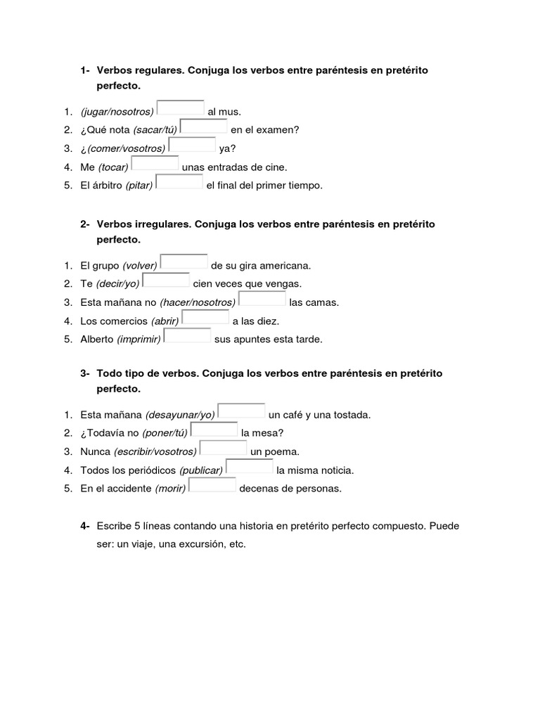 Actividades Pretérito 1 | PDF